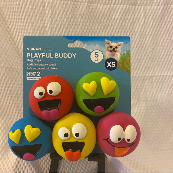 Dog | Vibrant Life Playful Buddy Dog Toys Emoticon Extra Small 5 Count ...